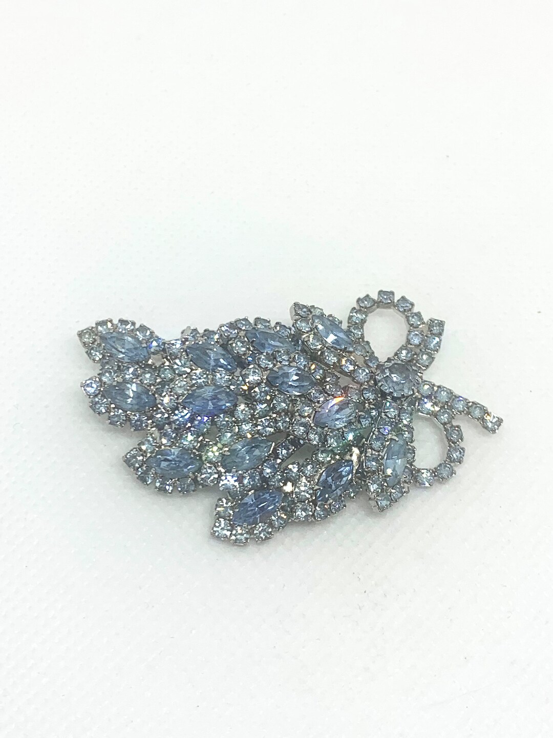Blue Spray Brooch Loaded Vintage Bow Prong Set Rhinestones - Etsy