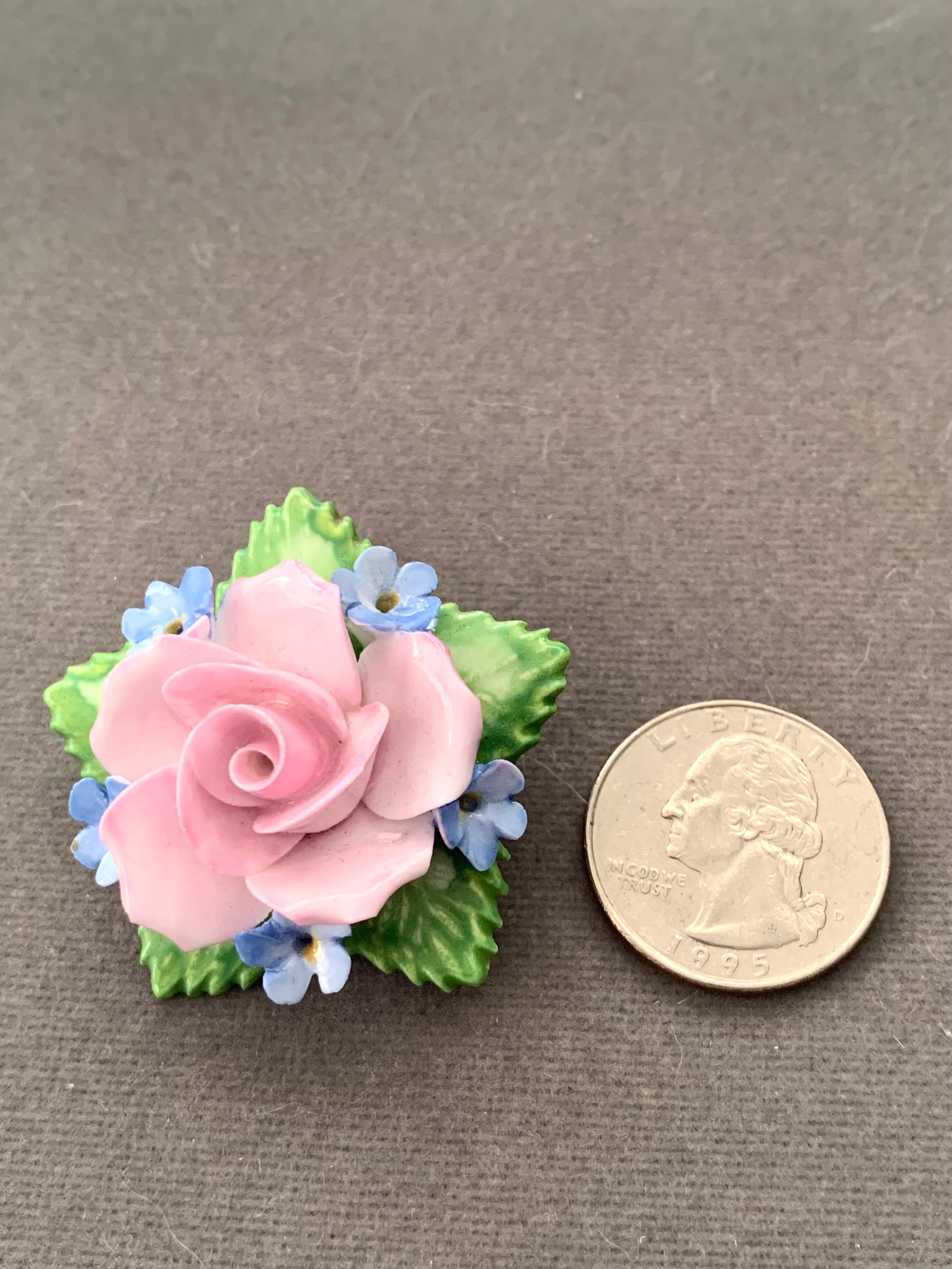 DENTON Bone China Flower Brooch Forget Me Nots England Mint Condition ...