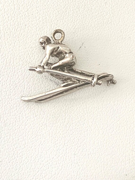 Vintage skier charm pendant - Gem