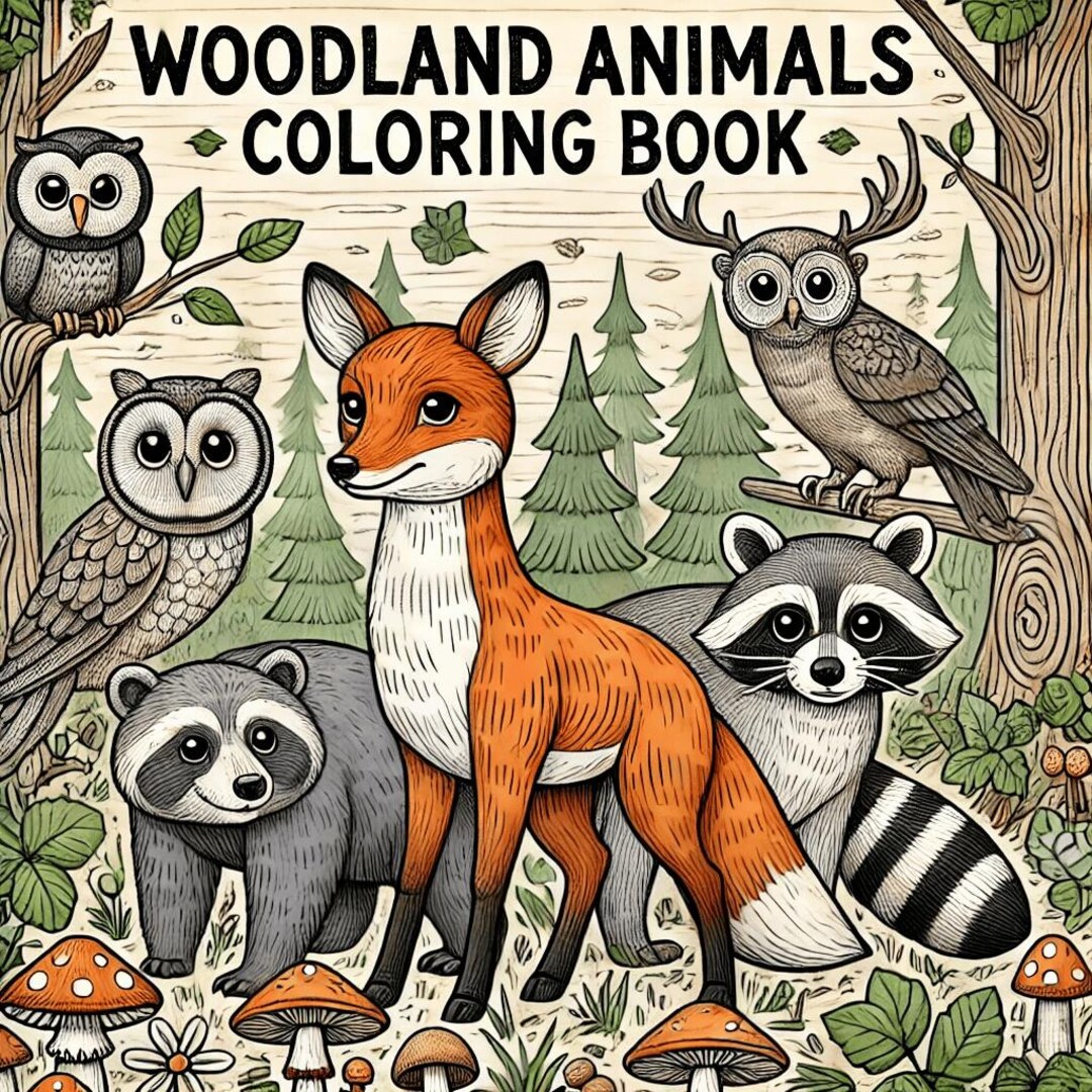 Woodland Animals Coloring Book PDF Printable Forest Animal Coloring ...