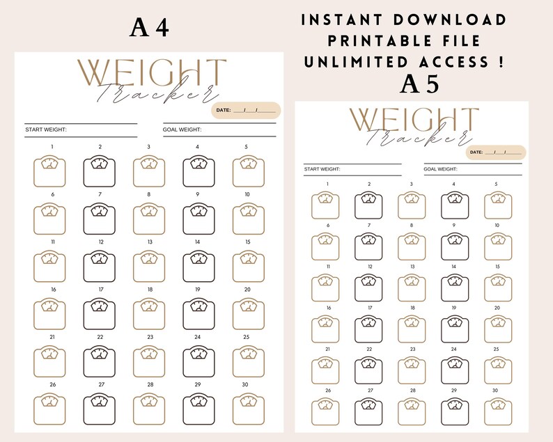 30 Day Weight Loss Tracker, Weight Tracker,weight Loss Planner ...