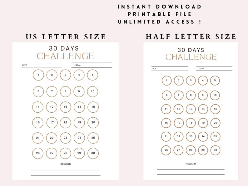 30-day Challenge Planner PDF -daily Motivation & Goal Setting Worksheet ...