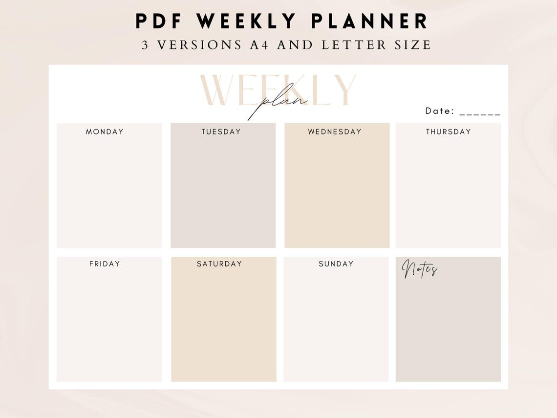 Weekly Planner Printable to Do List Minimal Weekly Schedule Weekly ...