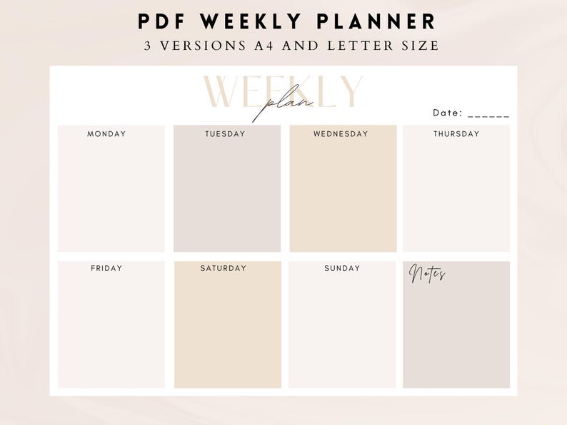 Weekly Planner Printable to Do List Minimal Weekly Schedule Weekly ...