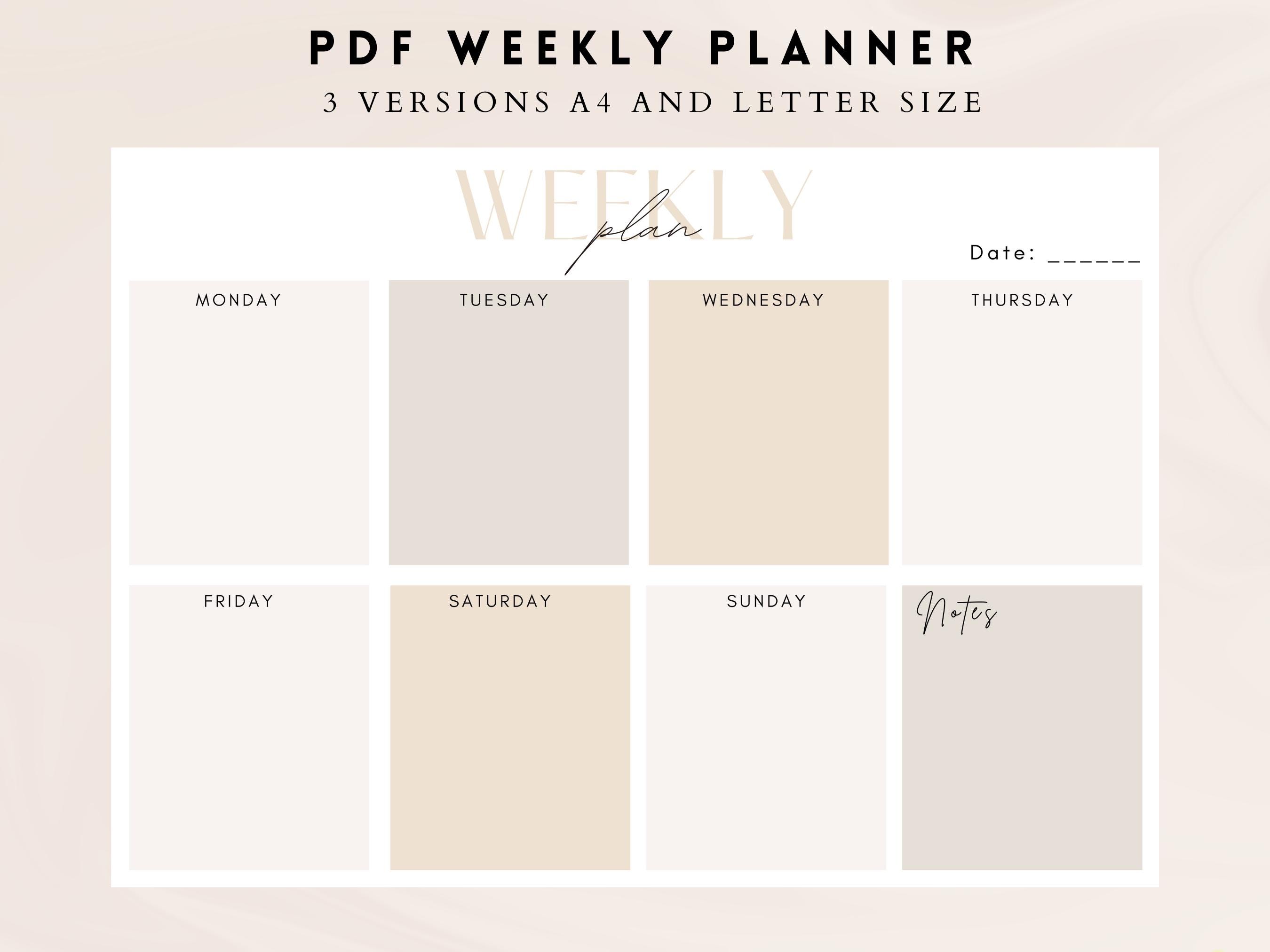 Weekly Planner Printable to Do List Minimal Weekly Schedule Weekly ...