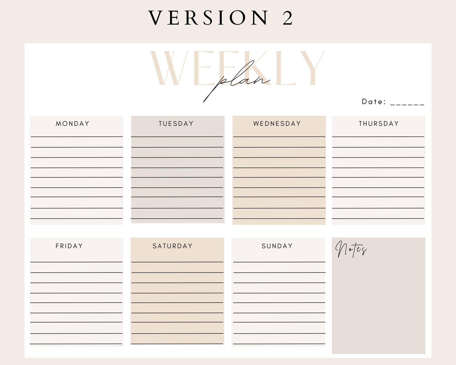 Weekly Planner Printable to Do List Minimal Weekly Schedule Weekly ...