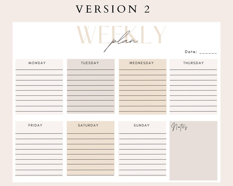 Weekly Planner Printable to Do List Minimal Weekly Schedule Weekly ...
