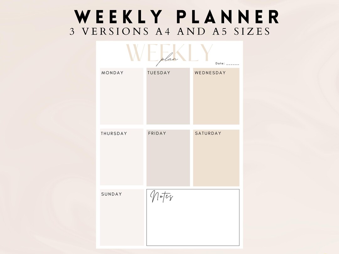 Weekly Planner Printable to Do List Minimal Weekly Schedule Weekly ...
