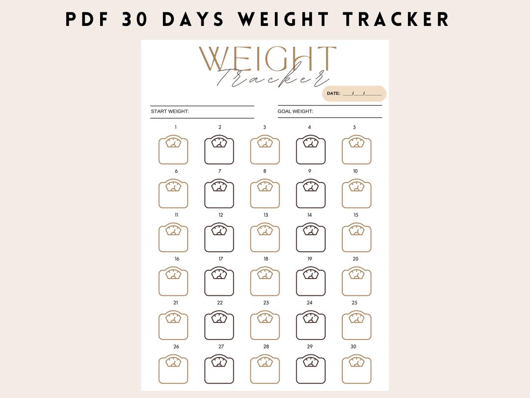30 Day Weight Loss Tracker, Weight Tracker,weight Loss Planner ...