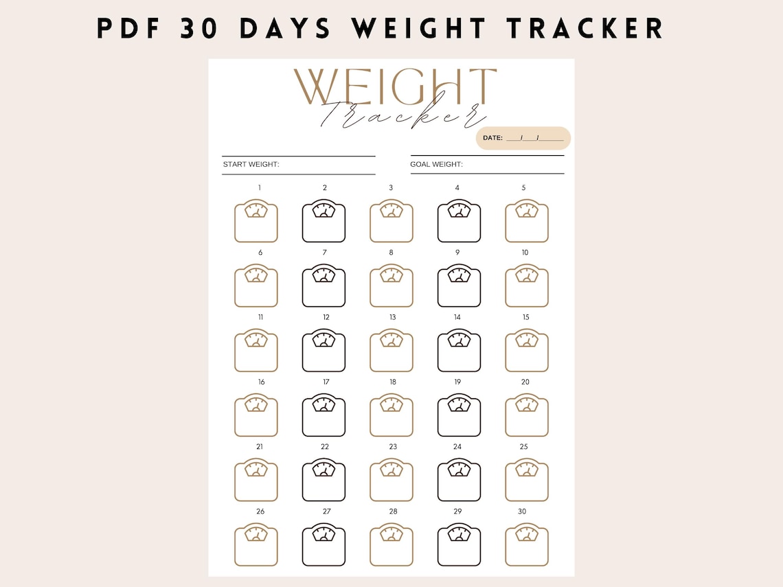 30 Day Weight Loss Tracker, Weight Tracker,weight Loss Planner ...