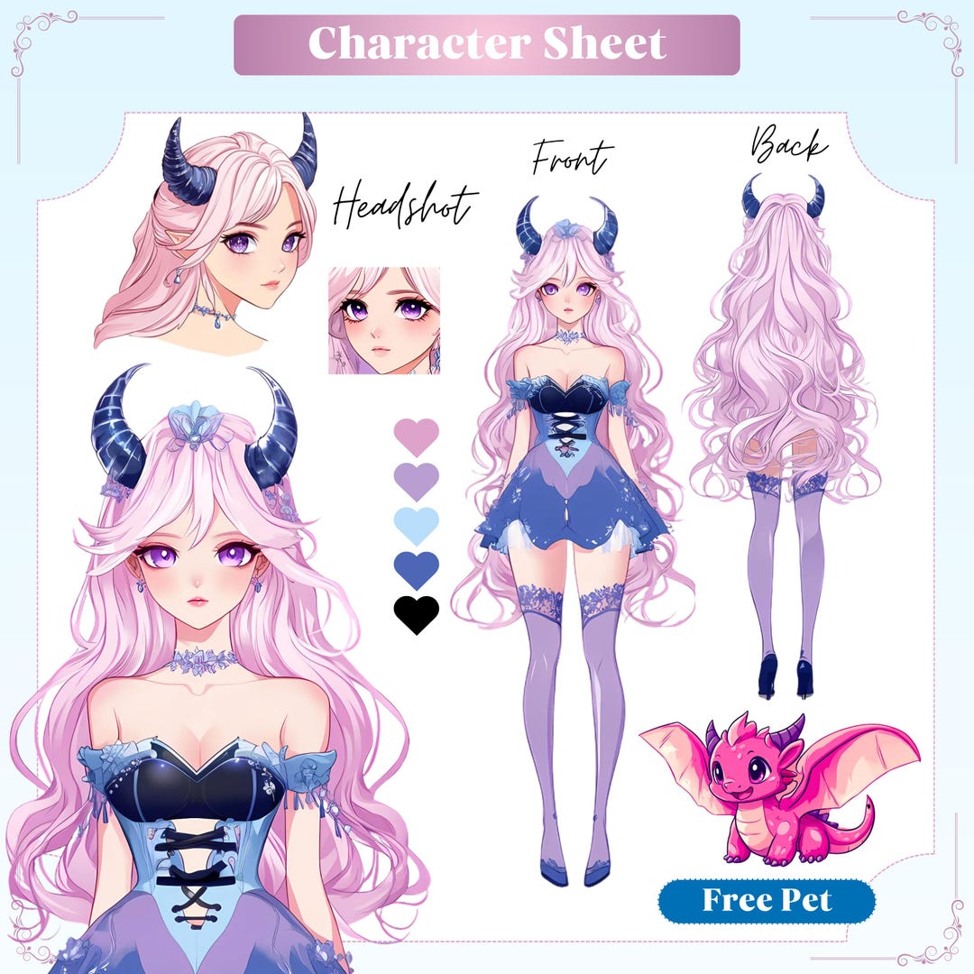 Vtuber Reference Sheet Custom Character Reference Sheet for Your Avatar Custom Reference Sheet ...