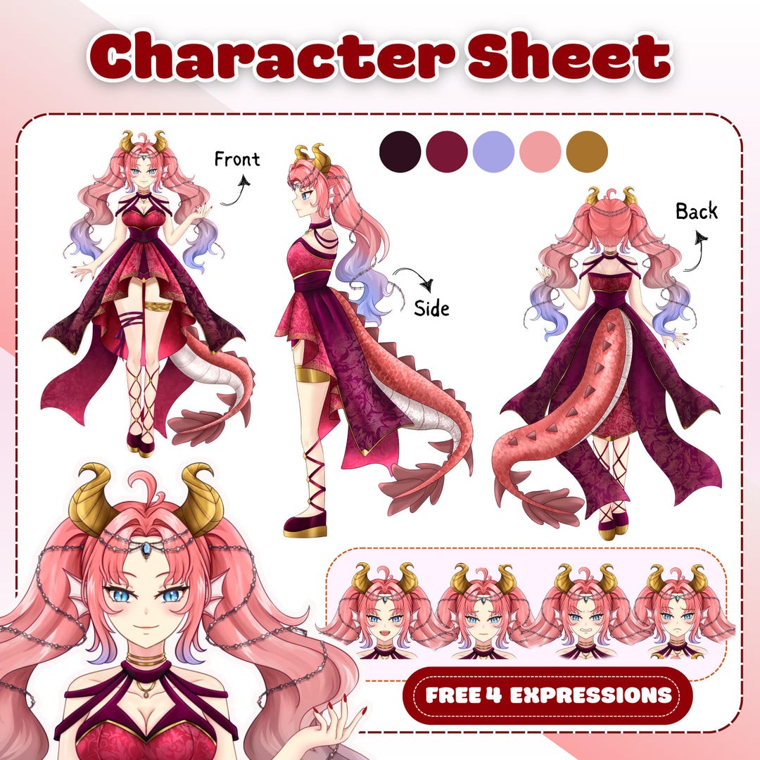 Character Sheet,reference Sheet, Custom Vtuber Character, Sheet ...