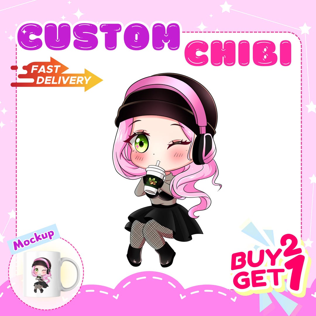 Custom Chibi Character, Custom Chibi Portrait, Valentine's Gift, Custom ...