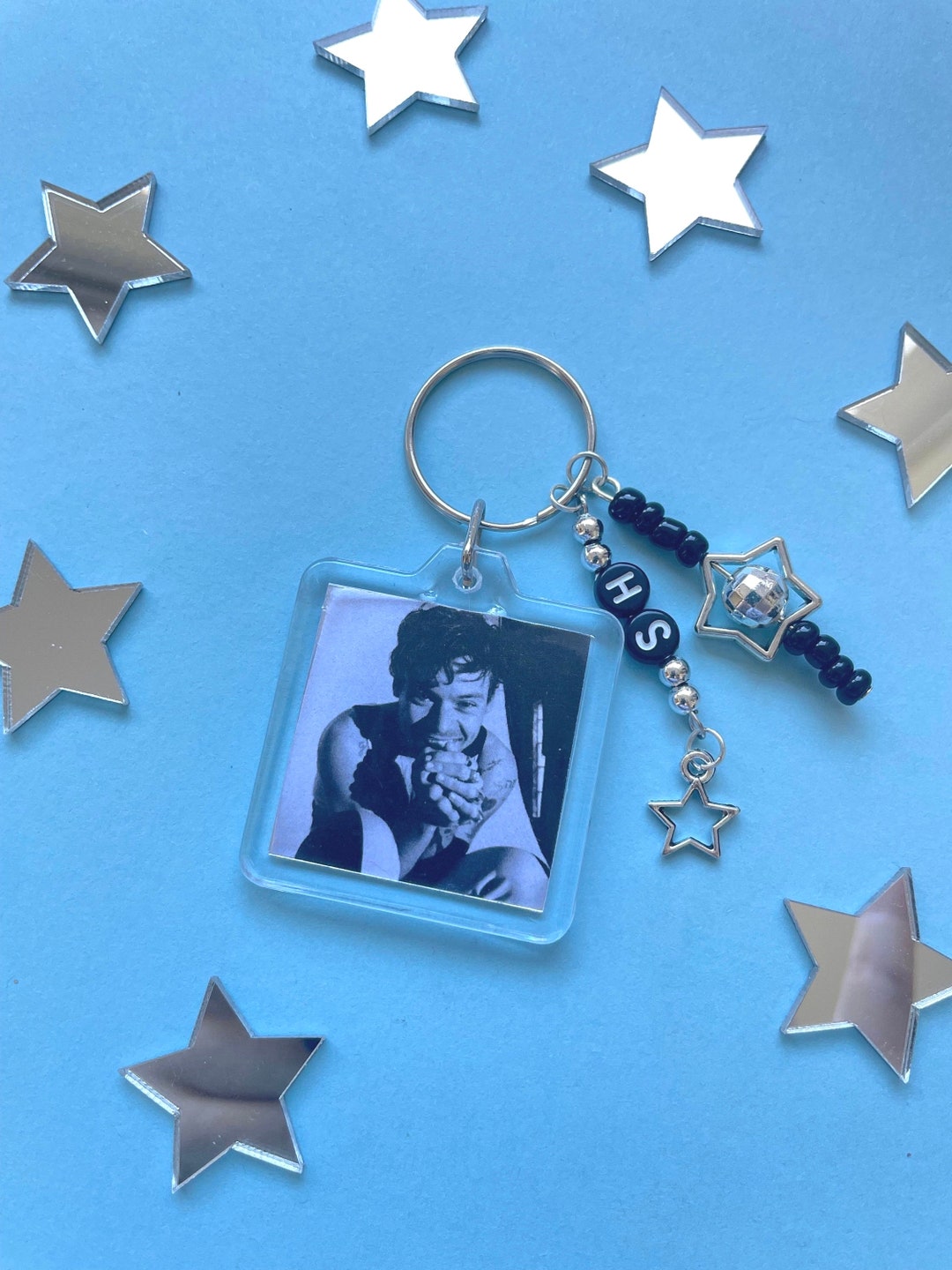 Harry Styles Keychain, Acrylic, With Handmade Bead Charm - Etsy