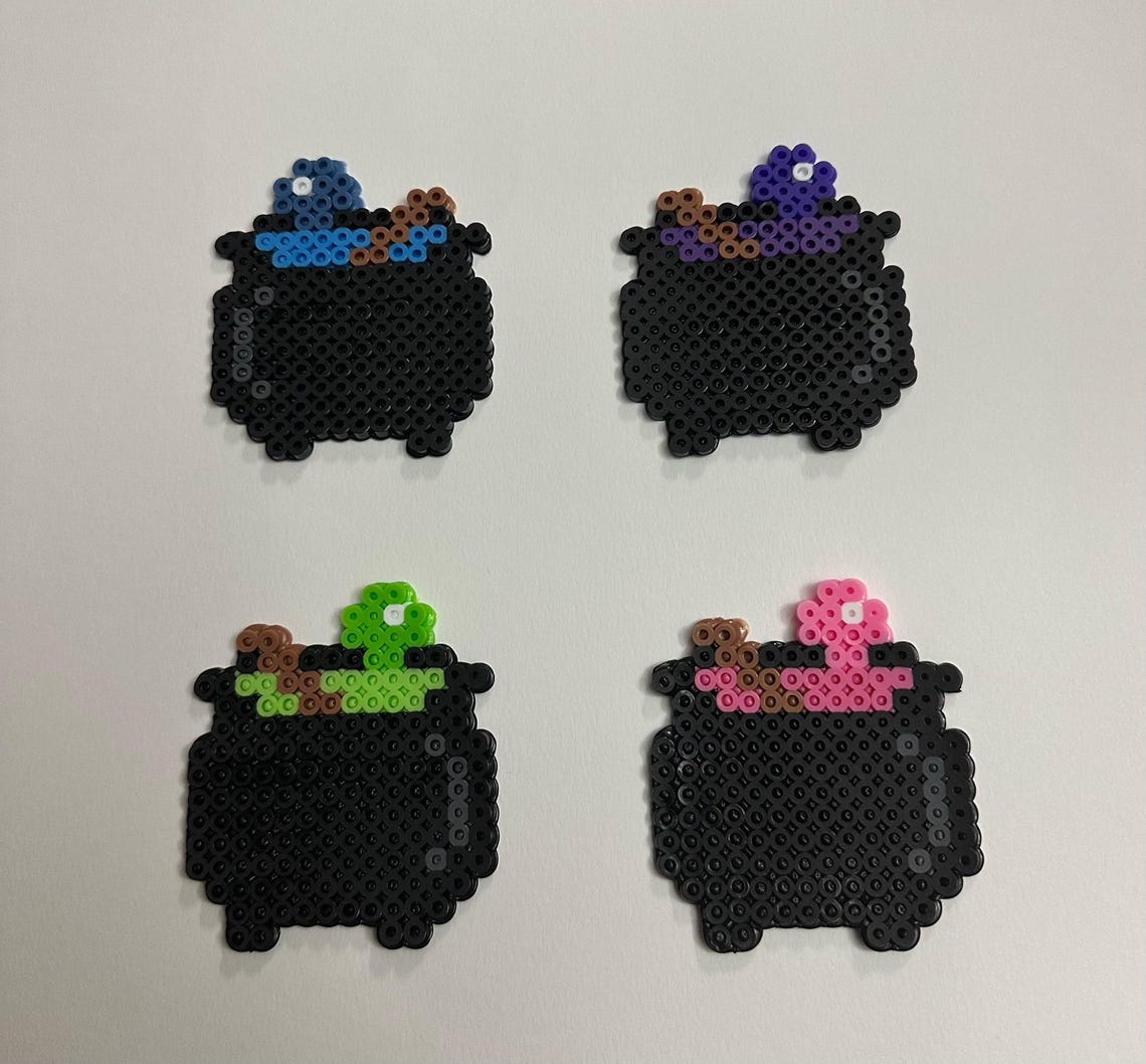 Halloween Cauldron With Potion Inside Perler Bead Pixel Art Spooky ...