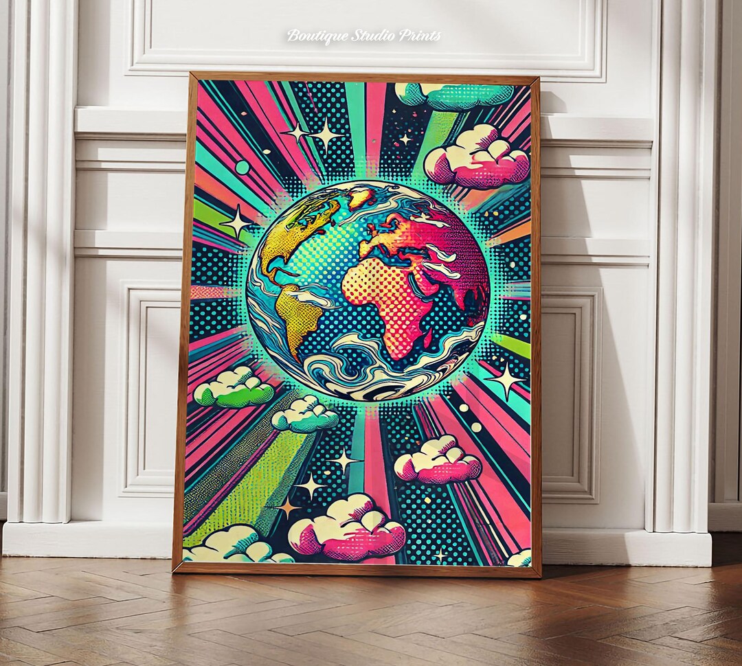 Print | Planet Earth | Space | Pop Art - Etsy