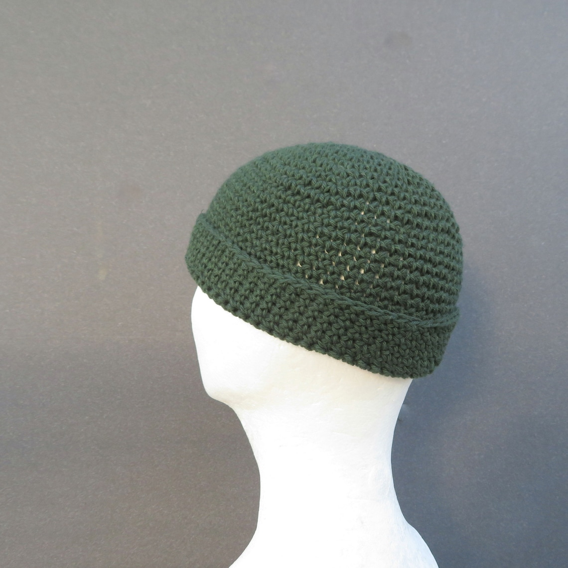 Men's Summer Docker Cap Forest Green Cotton Linen Blend | Etsy