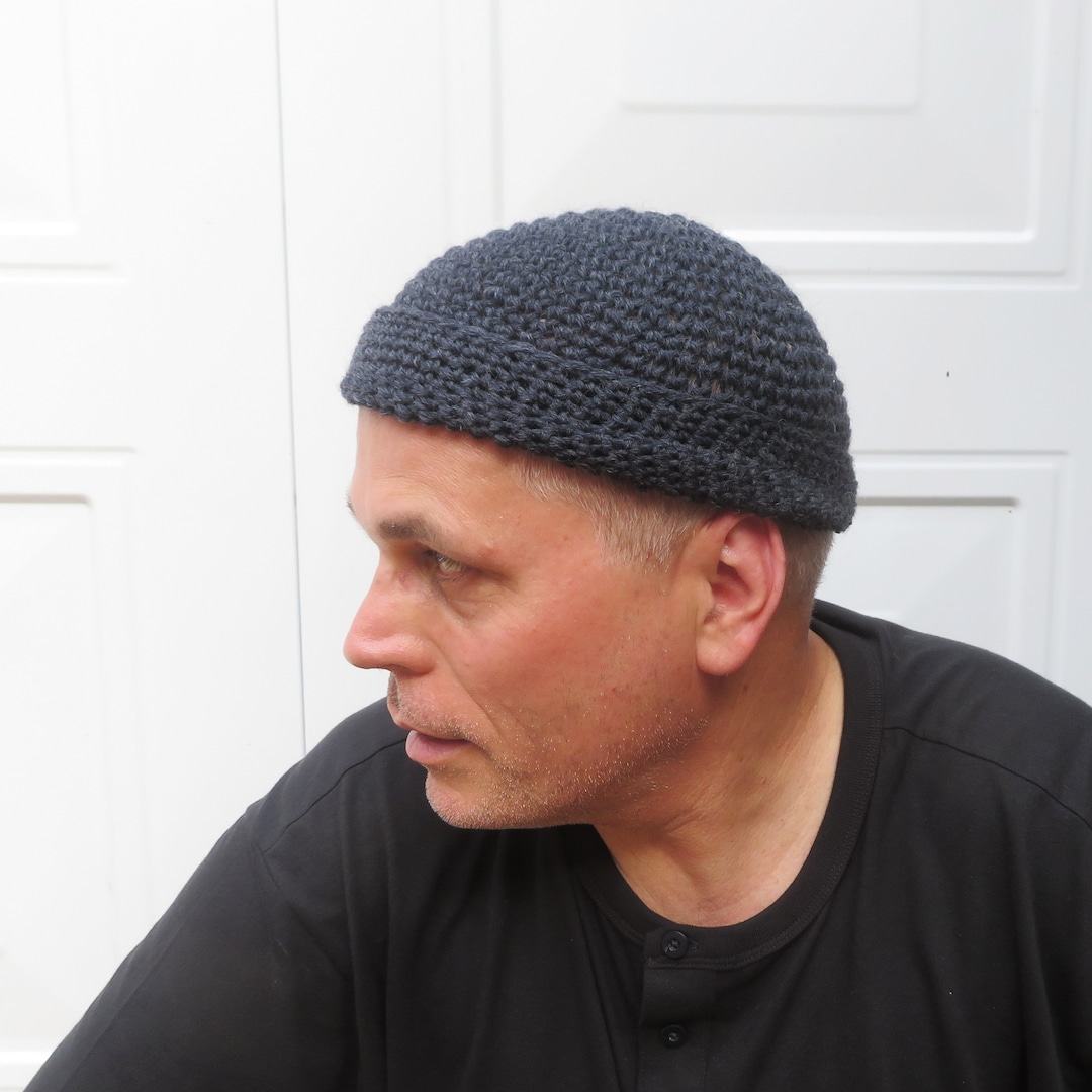Men's Wool Docker Hat, Charcoal Grey Crochet Watch Cap, Dock Beanie - Etsy