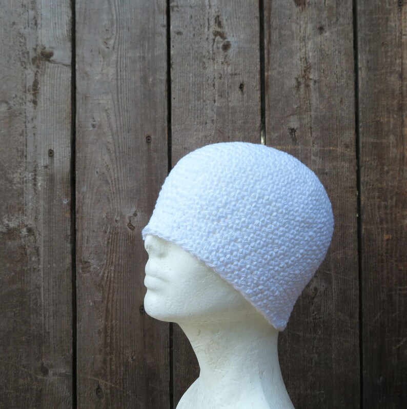 Men's Kundalini Yoga Cap Pure White Cotton Crochet Beanie - Etsy