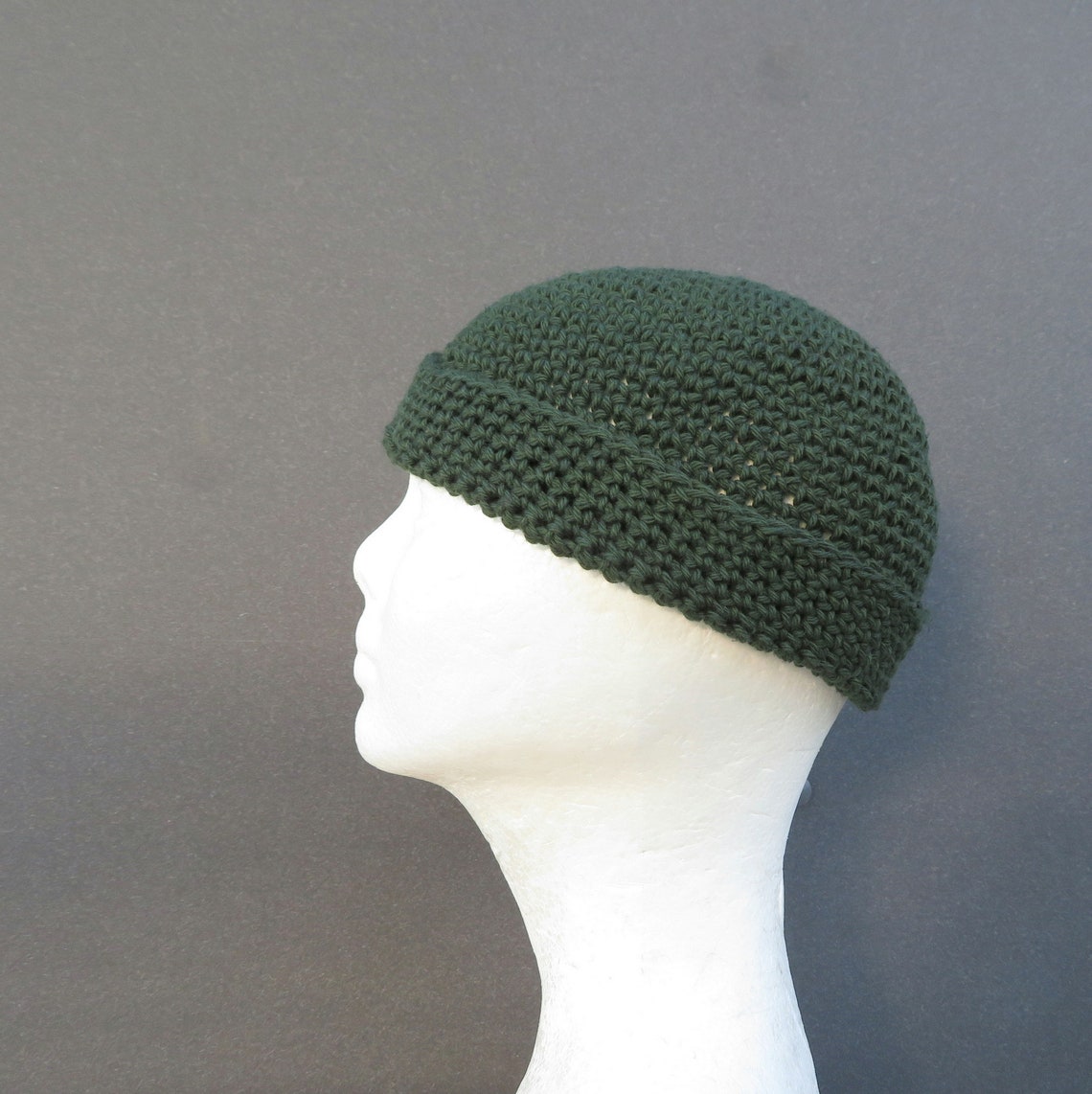 Men's Summer Docker Cap Forest Green Cotton Linen Blend | Etsy