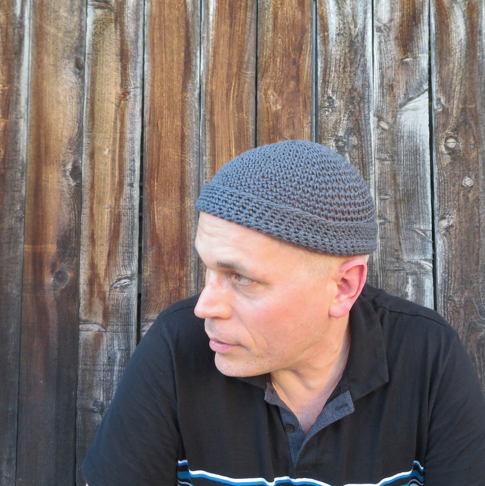 Summer docker cap slate gray cotton linen crochet | Etsy