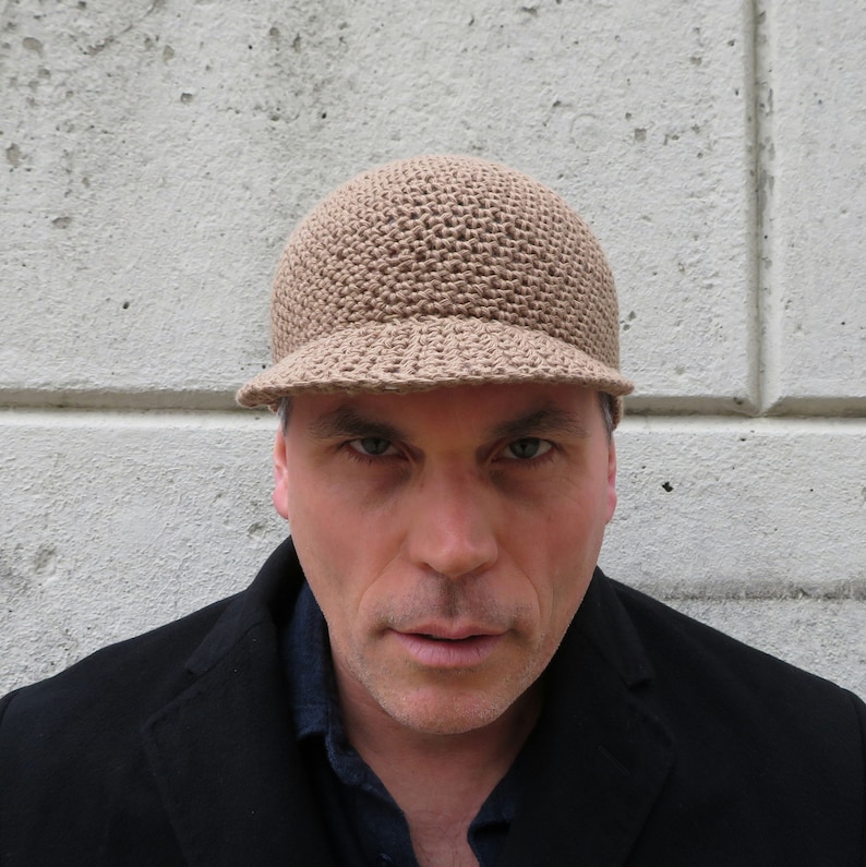 Summer Baseball Cap, Khaki Cotton Linen Lightweight Hat: Crochet Men's ...