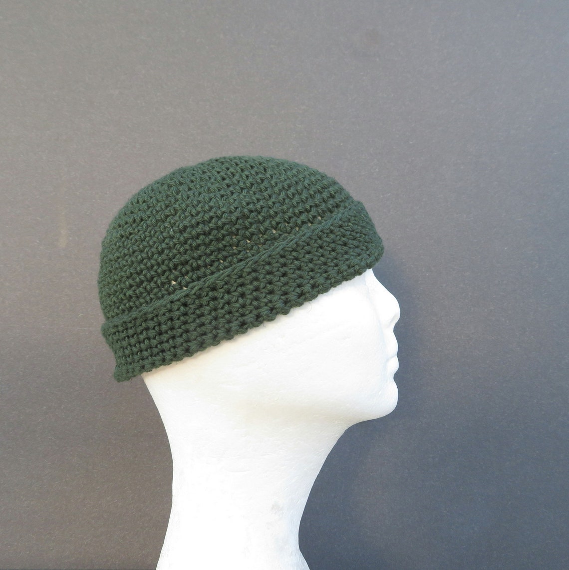 Men's Summer Docker Cap Forest Green Cotton Linen Blend | Etsy