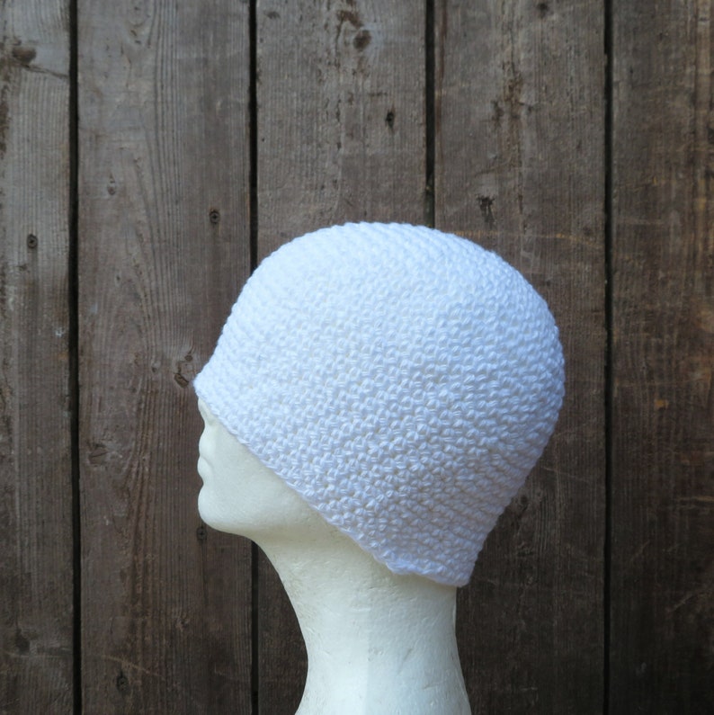 Men's Kundalini Yoga Cap Pure White Cotton Crochet Beanie - Etsy