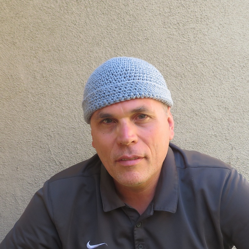 Men's Cotton Docker Cap, Light Gray Dock Beanie, Crochet Watch Hat - Etsy