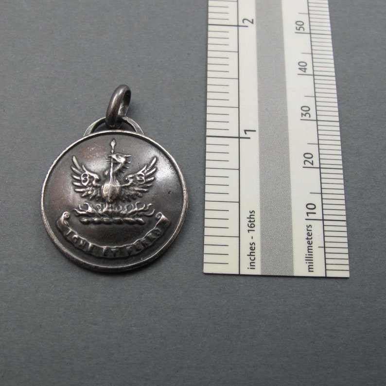Sterling Silver Phoenix Pendant, Rebirth Charm, Antique Button Jewelry ...