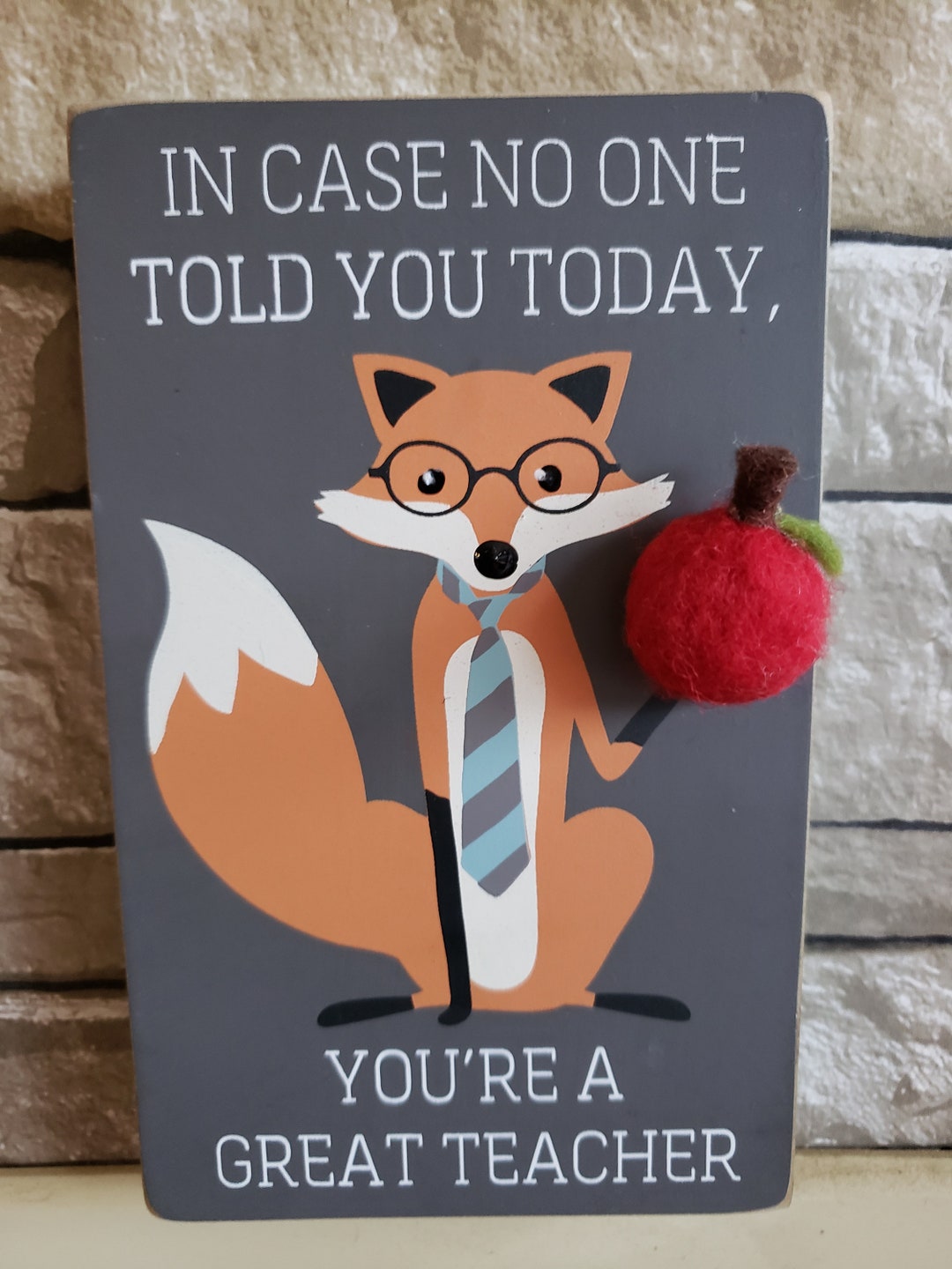 Red Fox Shelf Sitter-fox With Felted Red Apple-wall Hang or Shelf ...