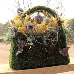 Moss Purse Baskets | Mothers Day | Wedding Centerpiece | Hand Bag ...