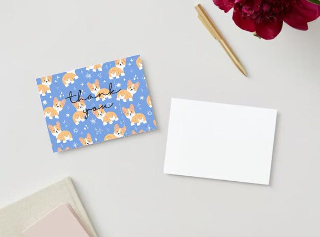 Printable Thank You Card. Print at Home Thank You Card. Corgi, Thank ...