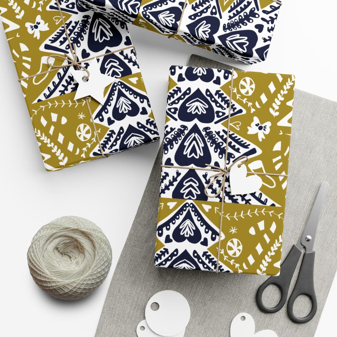 Gift Wrapping Papers, Holiday Anthropologie Inspired Folk Art Hand ...