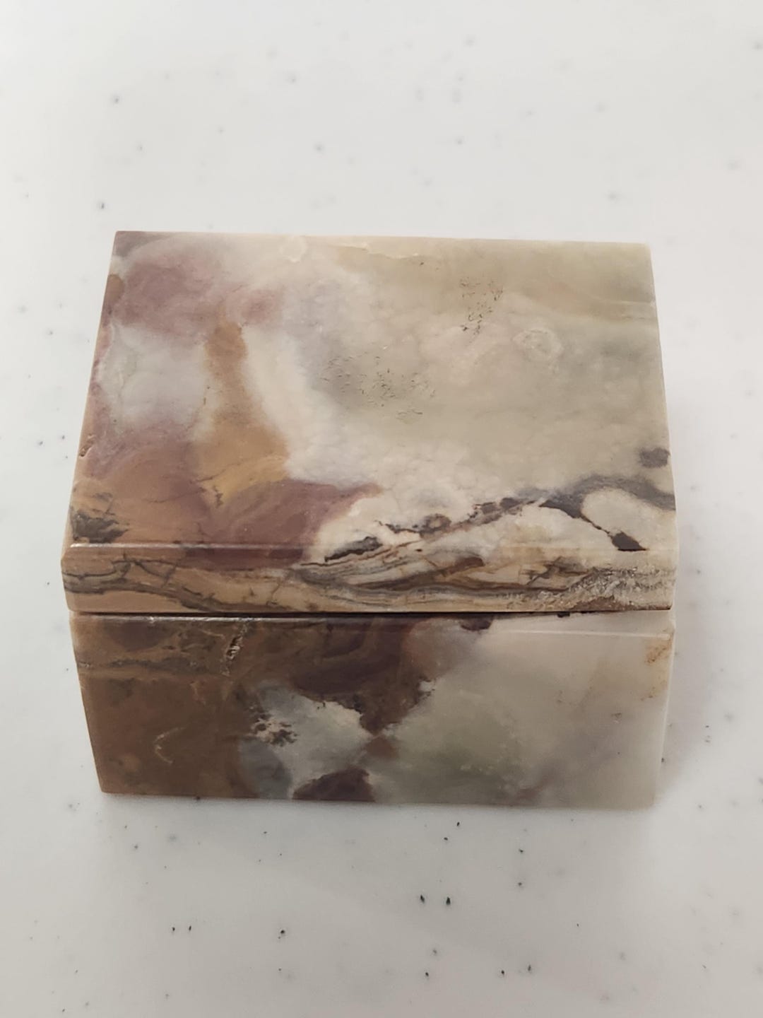 Onyx Marble Stone Trinket Container, Jewelry Box Carved and Assembled ...