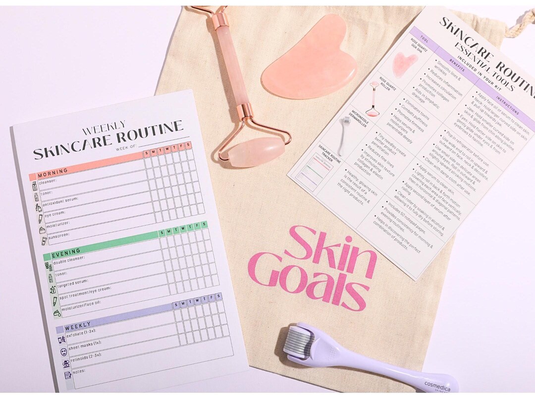 Skin Care Routine Essential Tools: Set Includes Derma Roller, Rose ...