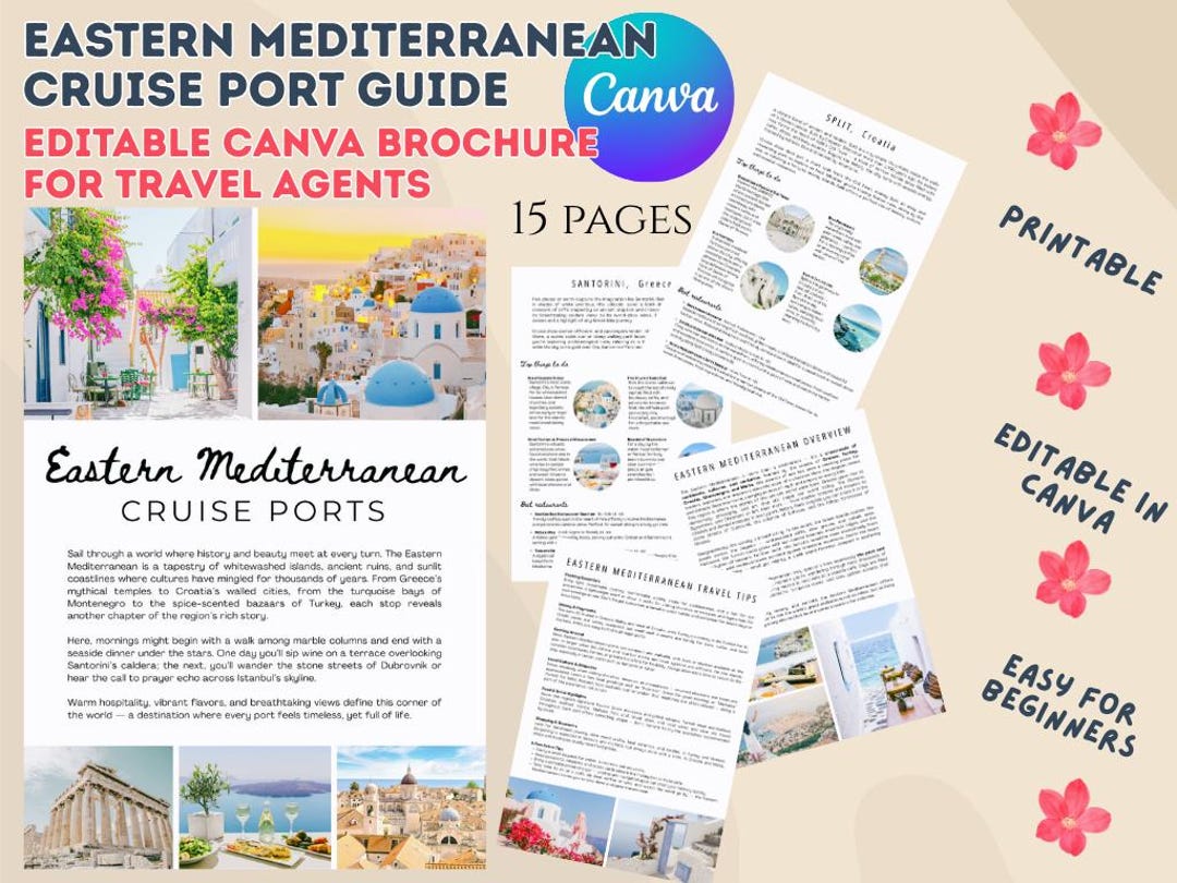 Eastern Mediterranean Cruise Port Guide Template | Travel Agent Canva ...