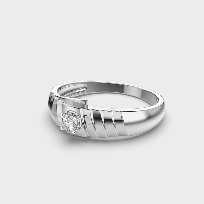 0.060 CT Men Solitaire Ring, Lab Grown Round Diamond Ring, Unique Men ...