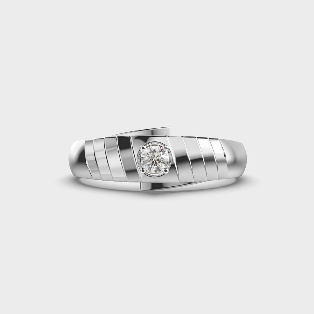 0.060 CT Men Solitaire Ring, Lab Grown Round Diamond Ring, Unique Men ...
