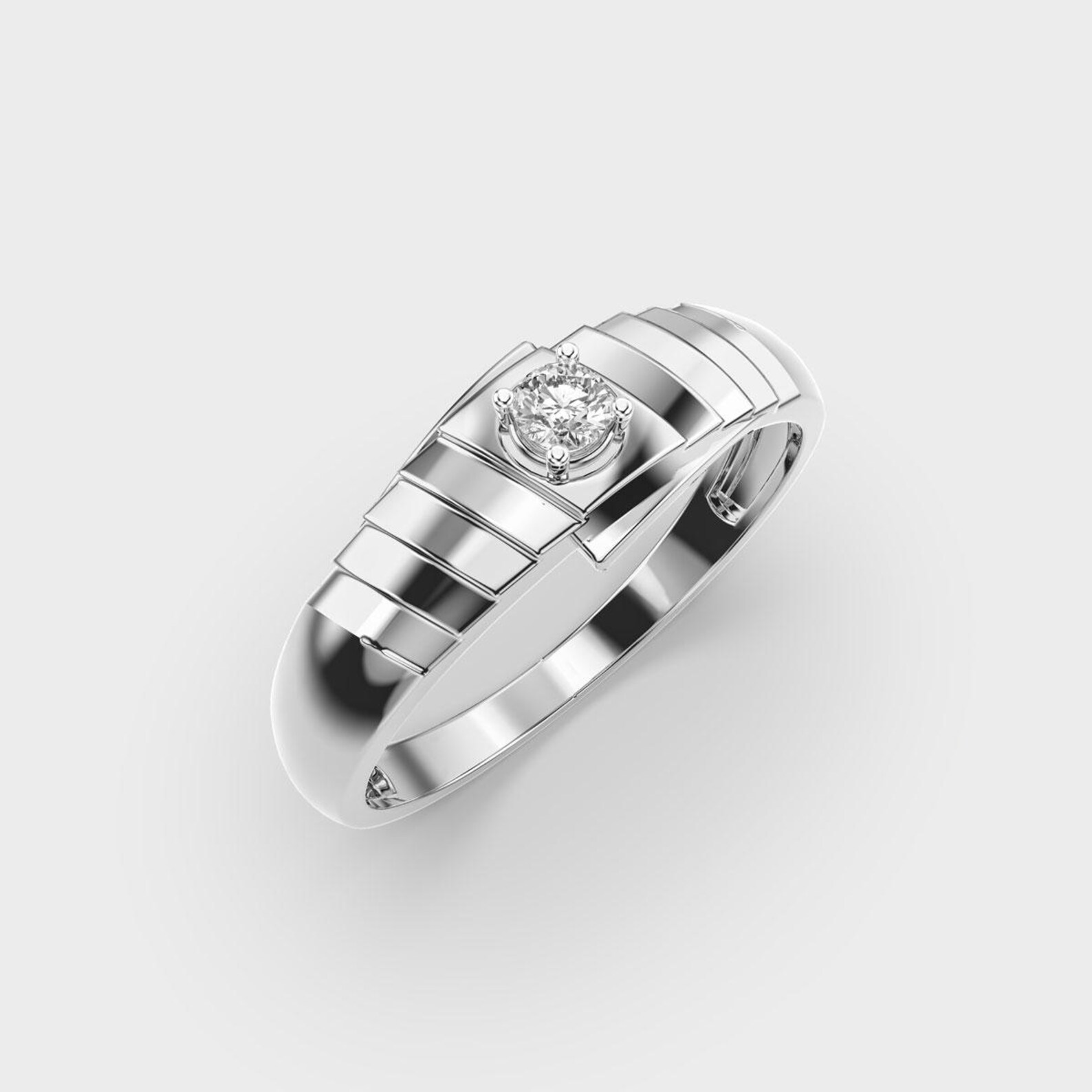0.060 CT Men Solitaire Ring, Lab Grown Round Diamond Ring, Unique Men ...