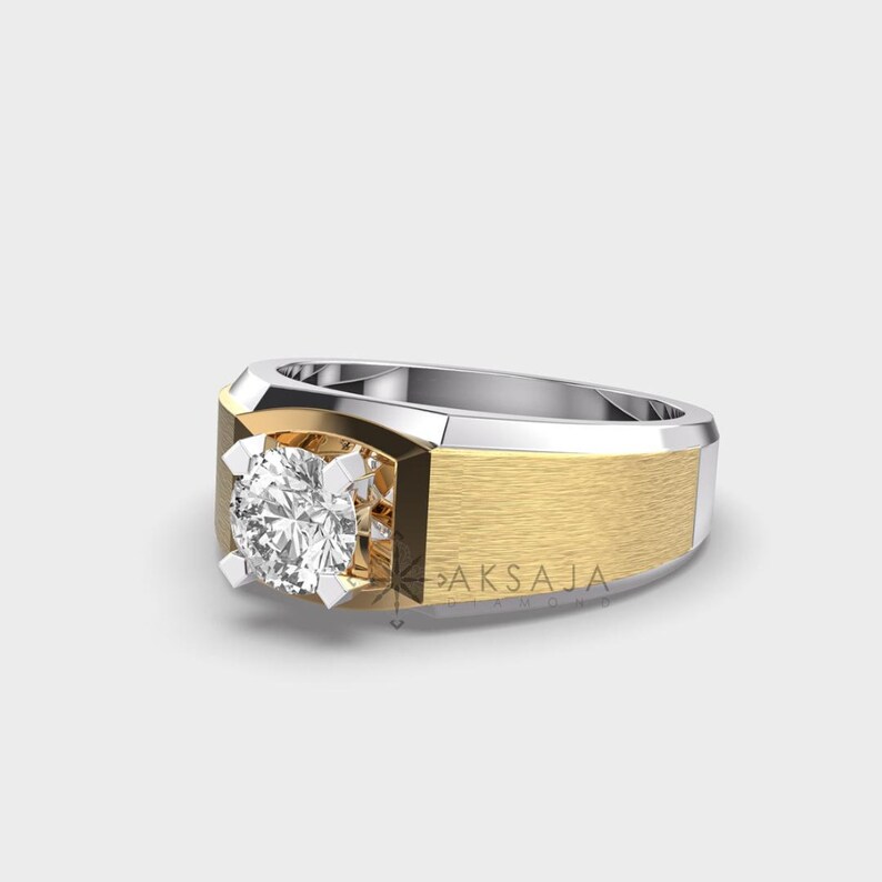 14k Solid Gold Round Ring for Man, Engagement Wedding Band for Men ,0. ...