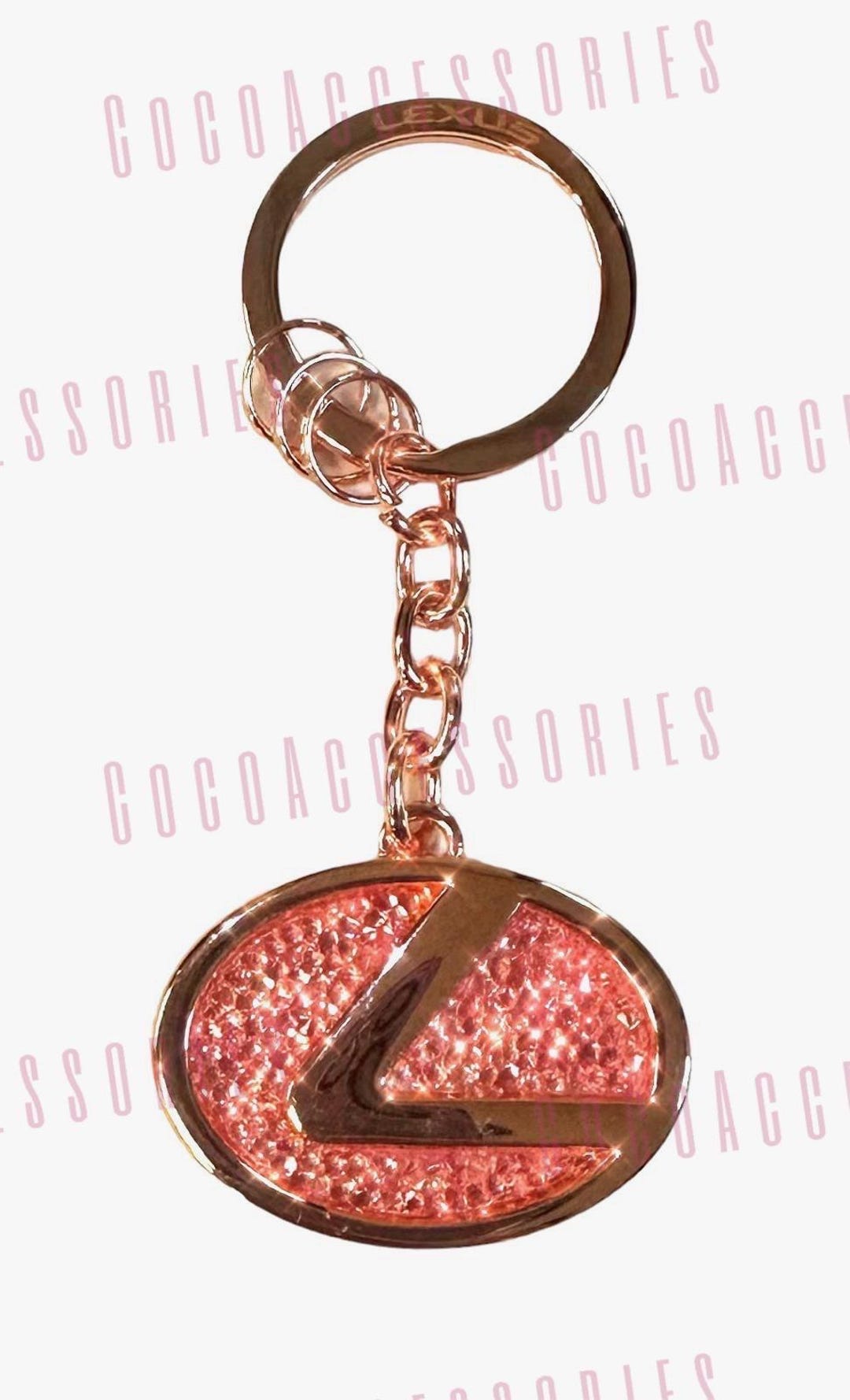 Lexus F Sport Pink Rose Gold Crystallized Bling Keychain Key Holder ...