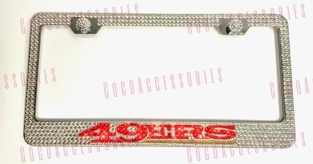 San Francisco SF 49ers NFL Crystallized Clear Bling License Plate Frame ...