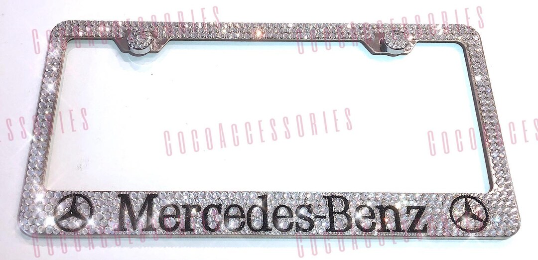 Mercedes Benz AMG Crystallized Clear Bling License Plate Frame Holder ...