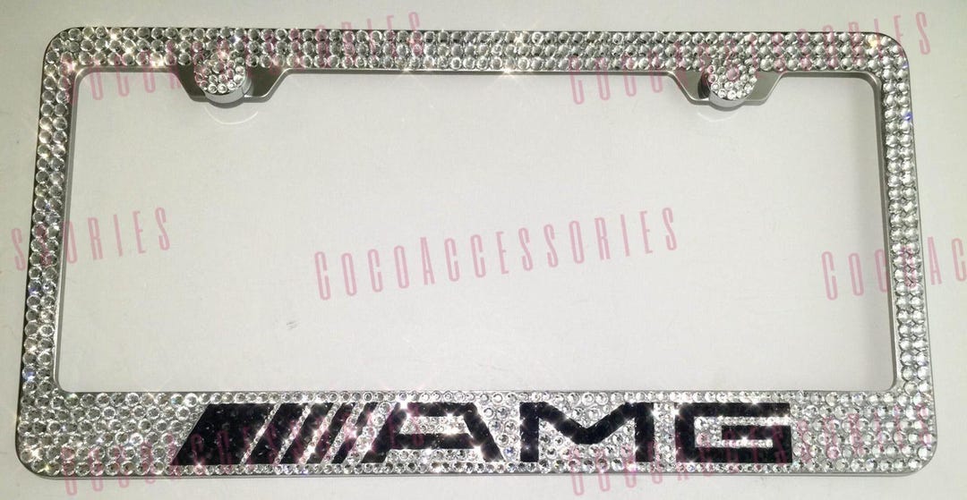 AMG Mercedes Benz Crystallized Clear Bling License Plate Frame Holder ...