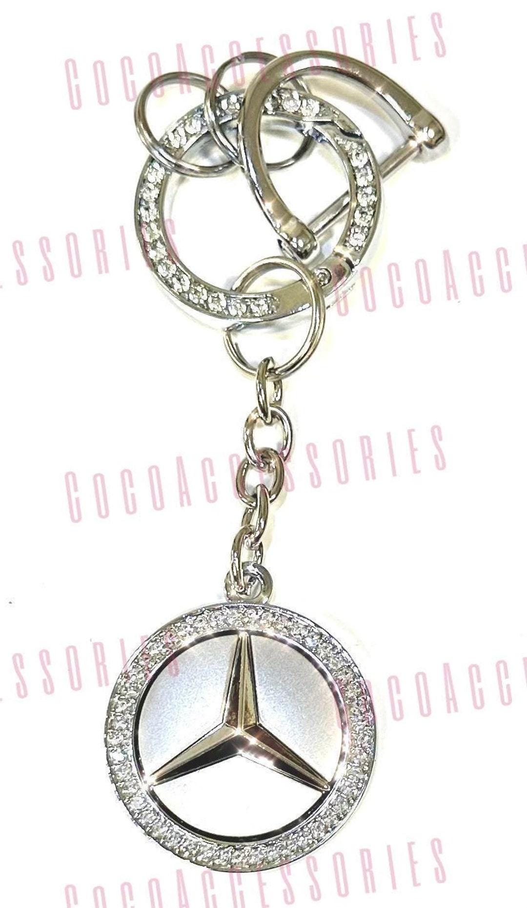 Mercedes Benz AMG Silver Crystallized Bling Keychain Key Holder ...