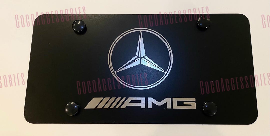 Mercedes Benz AMG Laser Engraved Etched Front Matte Black Stainless ...