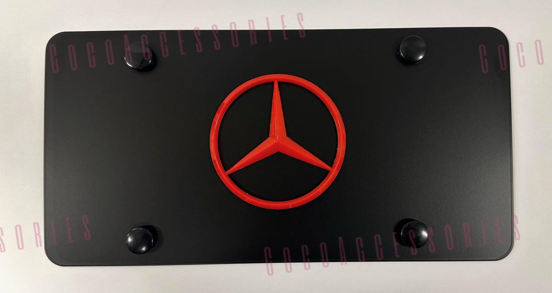 3D Mercedes Benz AMG Red Small Emblem Matte Black Stainless Steel Front ...