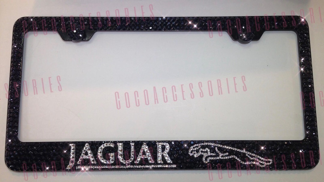 Jaguar Crystallized Black Bling License Plate Frame Holder Made With ...