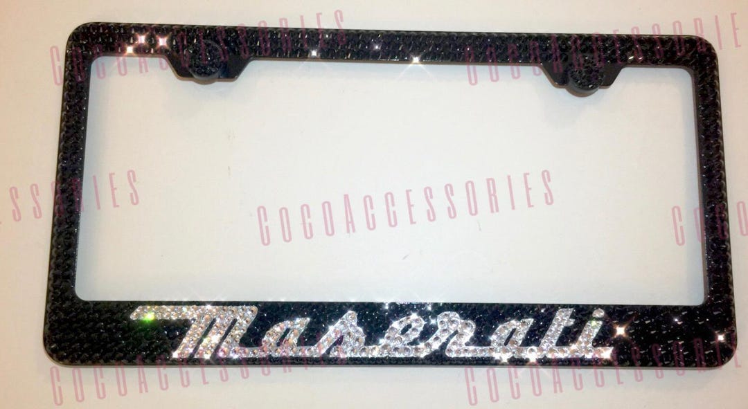 Maserati Crystallized Black Bling License Plate Frame Holder Made With ...
